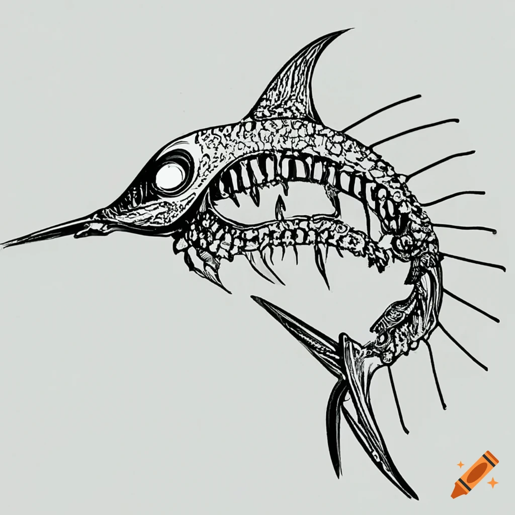 Mechanical future swordfish with spinning boat propellers for a tail on ...