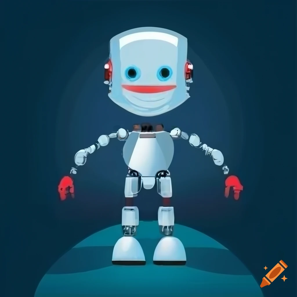 Humanoid manufacturing robot against a blue-gray background on Craiyon