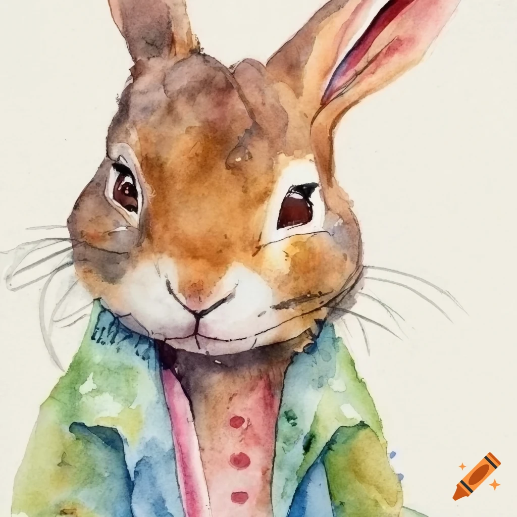 Peter rabbit in watercolor style on Craiyon