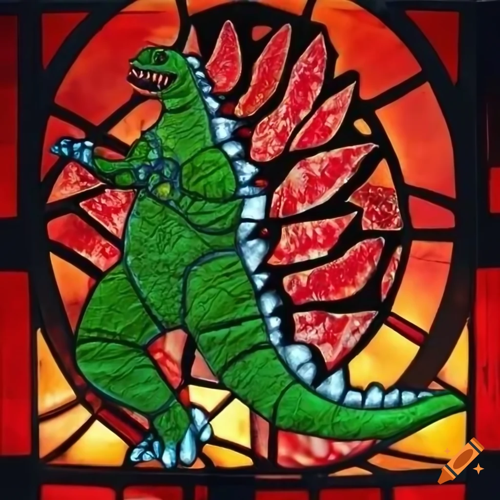 Saint godzilla stained glass on Craiyon
