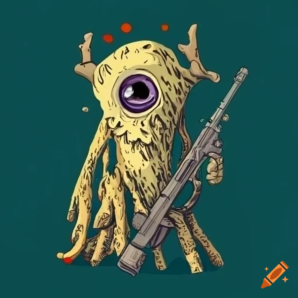 Cute tree ent aiming with a sniper rifle on Craiyon