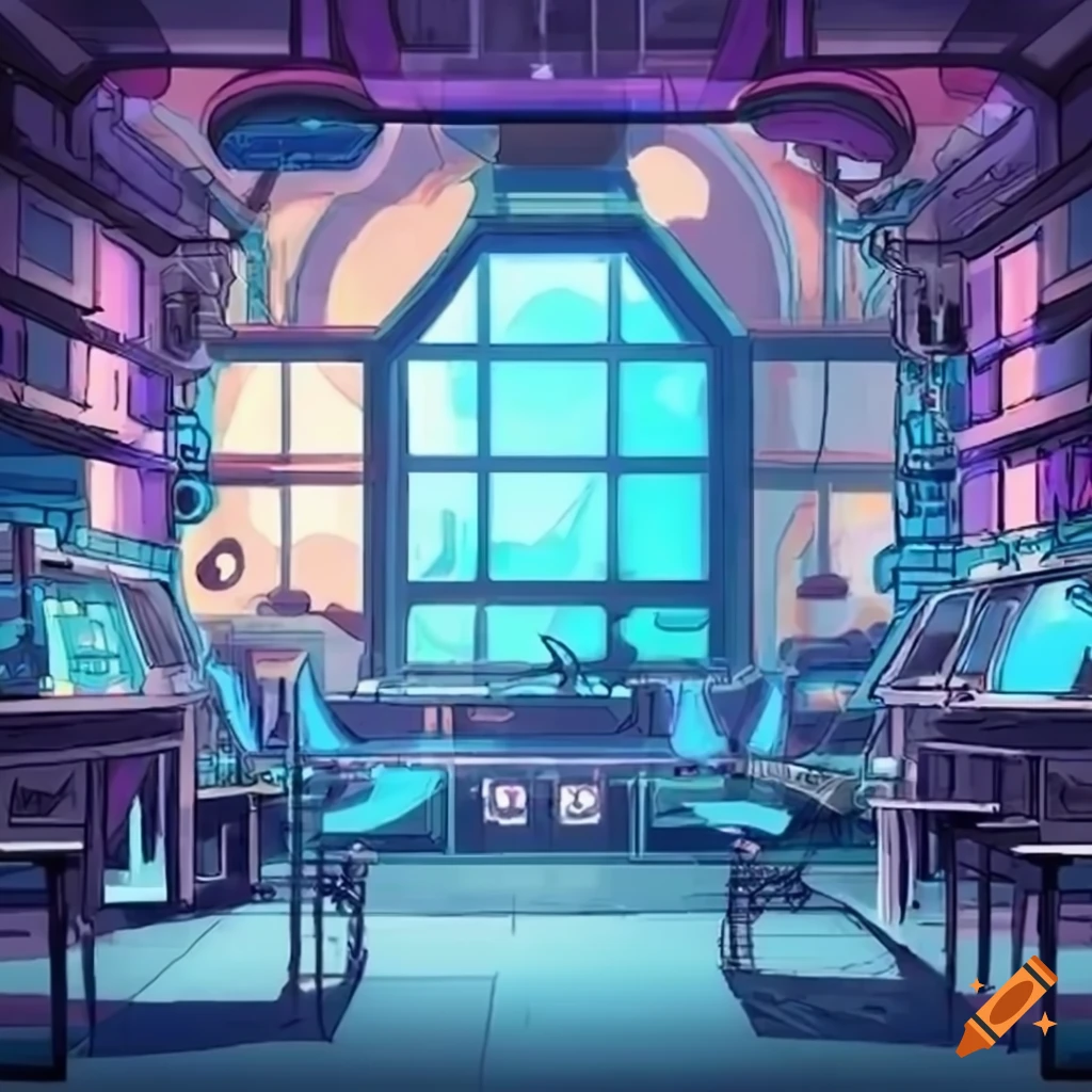 Futuristic science lab anime background on Craiyon