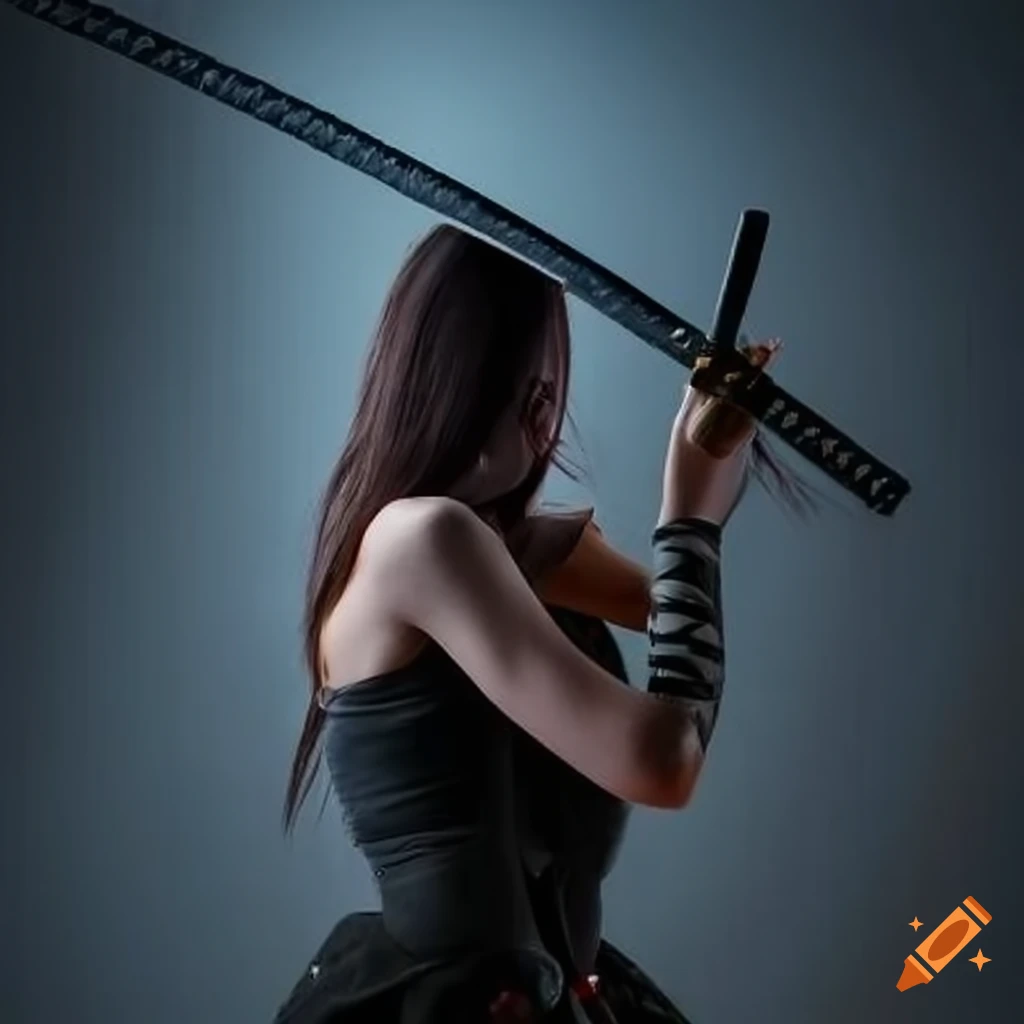 Female ninja with katana on Craiyon