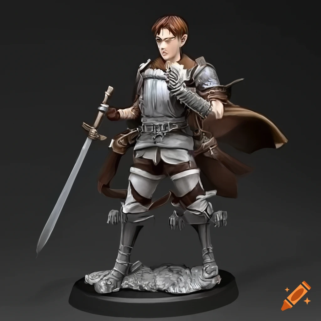 Male half-elf DnD fighter in heavy armor and greatsword, Attack on ...