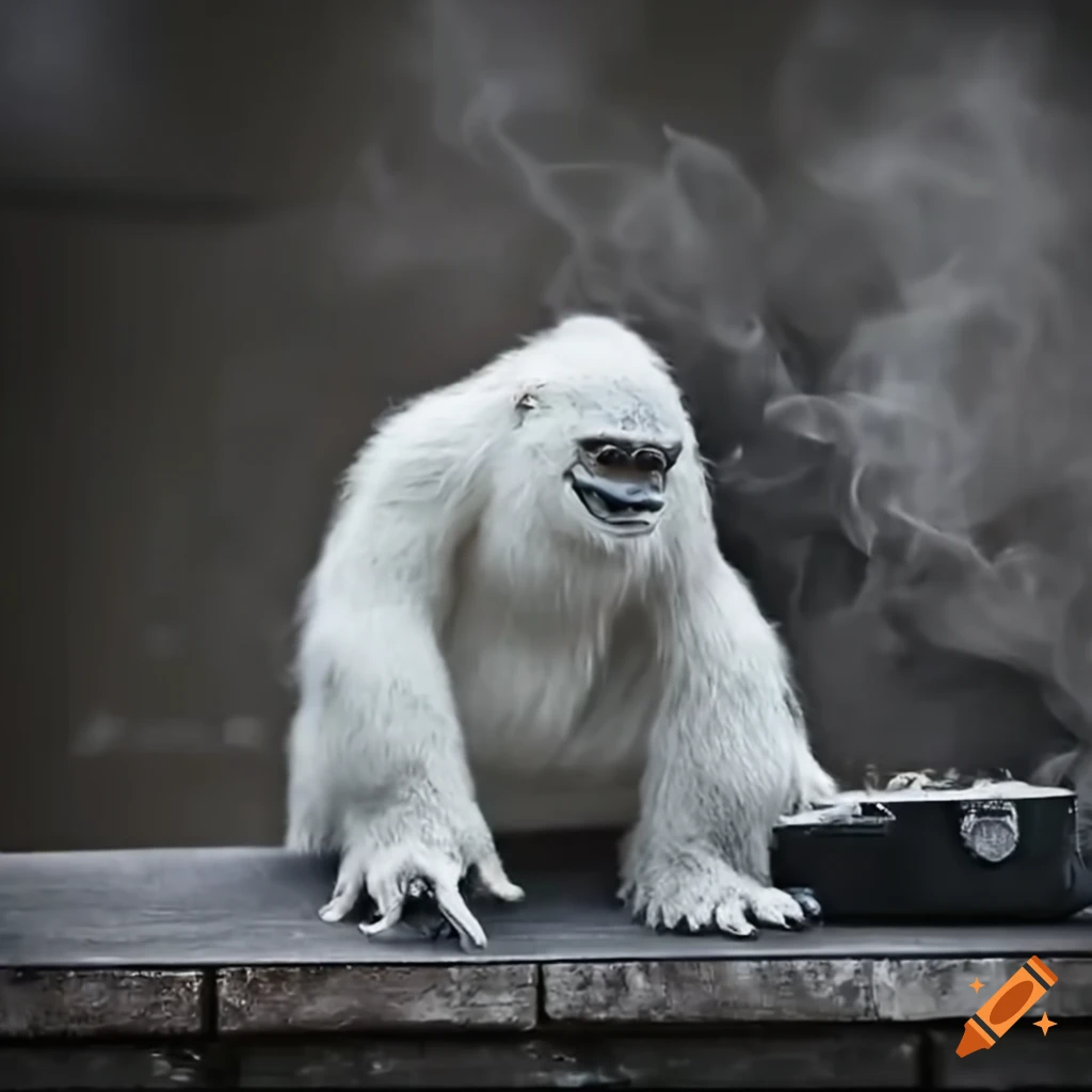 Yeti sitting and smoking on Craiyon