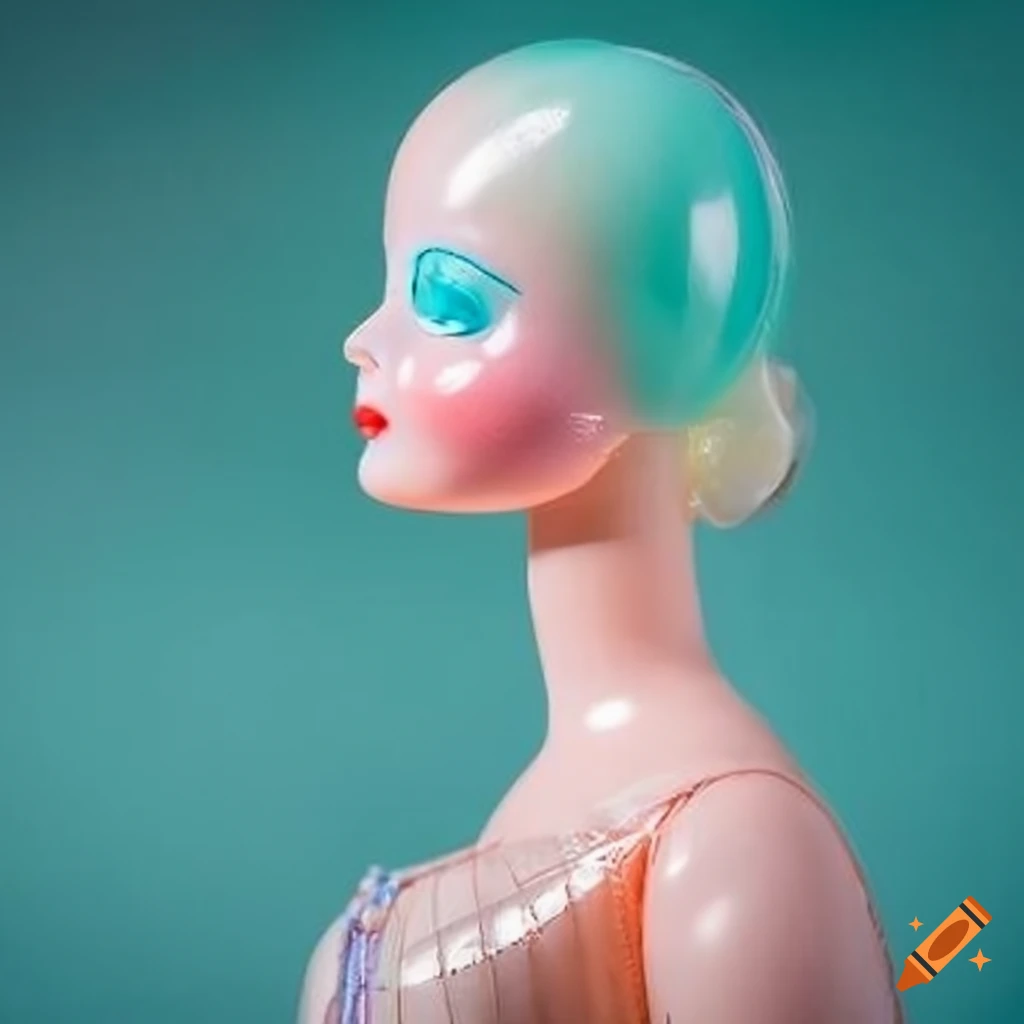 Art deco style doll made of pastel clear plastic on Craiyon