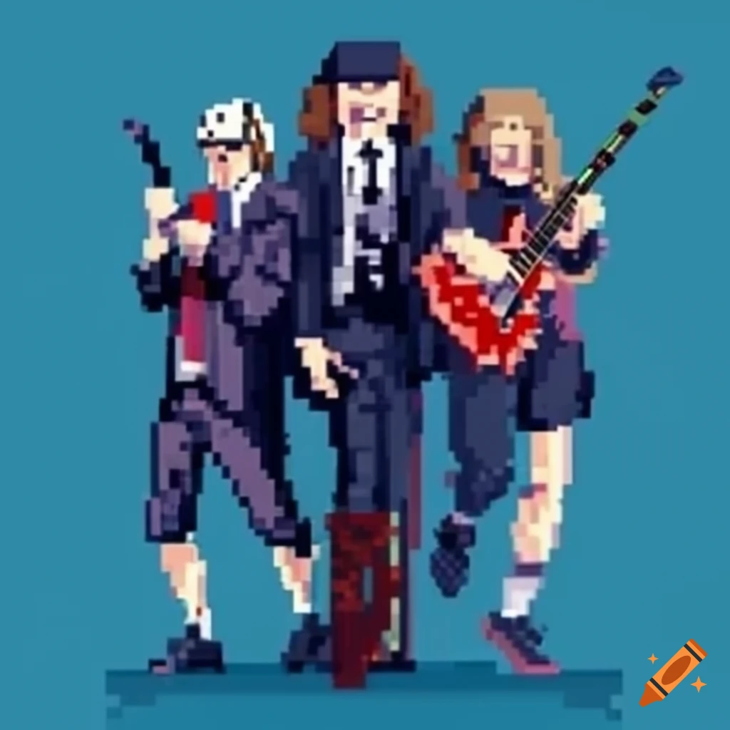 Pixel art of ac/dc band on Craiyon