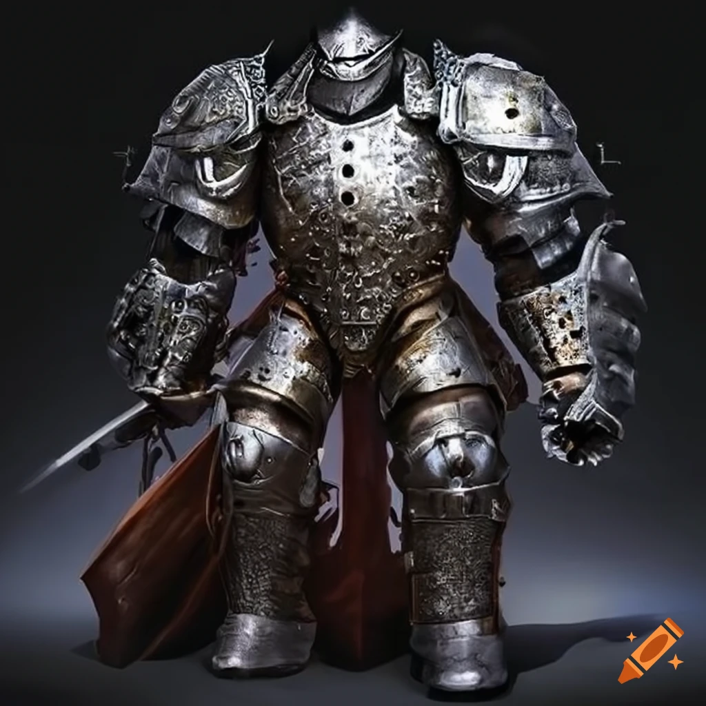 Fully covered heavy metal knight on Craiyon