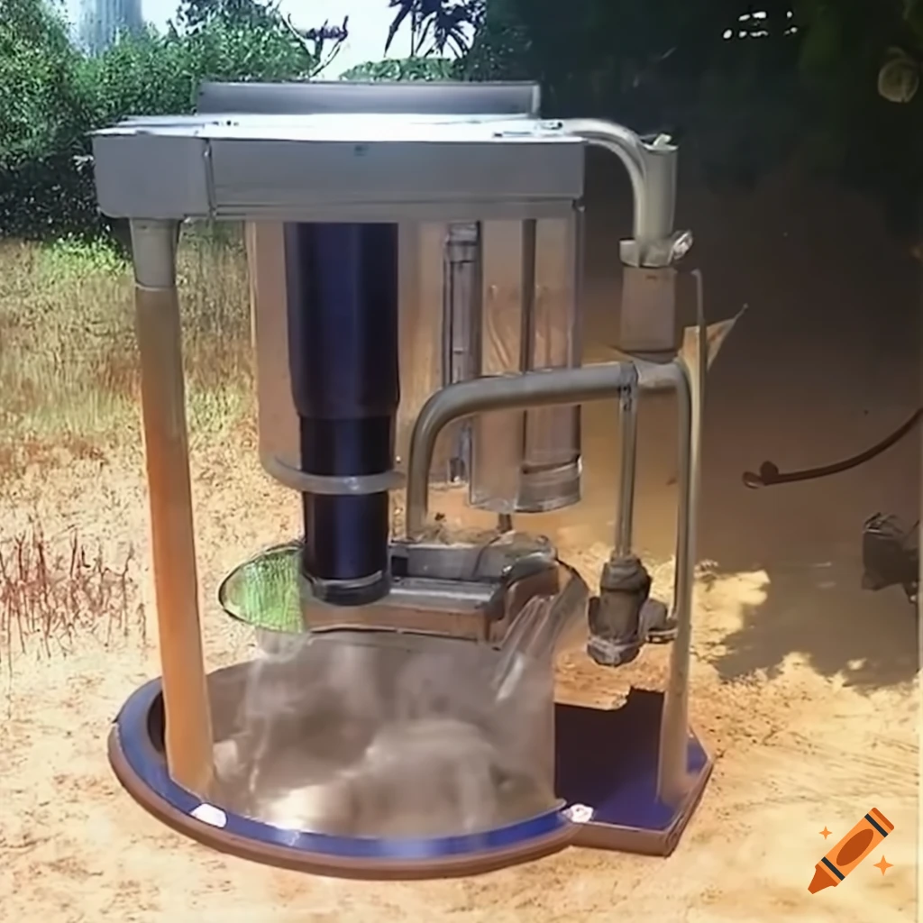 Manual water pump operated by a person extracting water from a well on ...