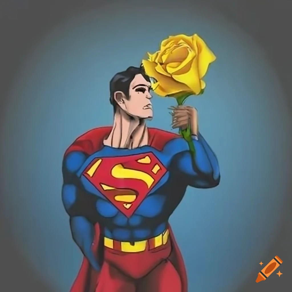 Superman holding a yellow rose on Craiyon