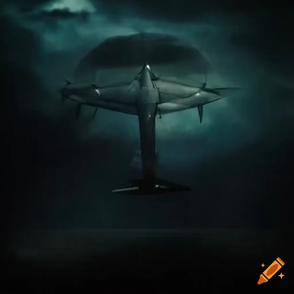 Poster for a suspenseful horror film about an airplane over the bermuda ...