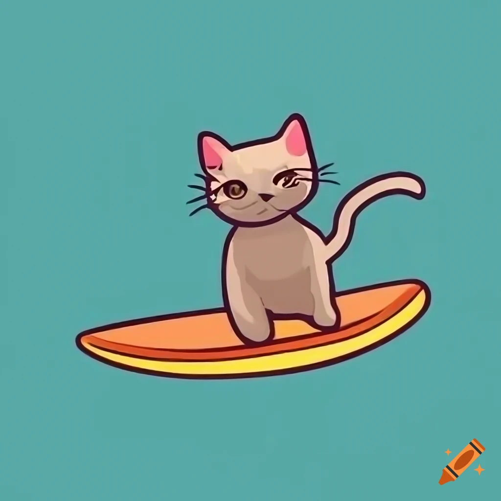 Cute cat surfing on Craiyon