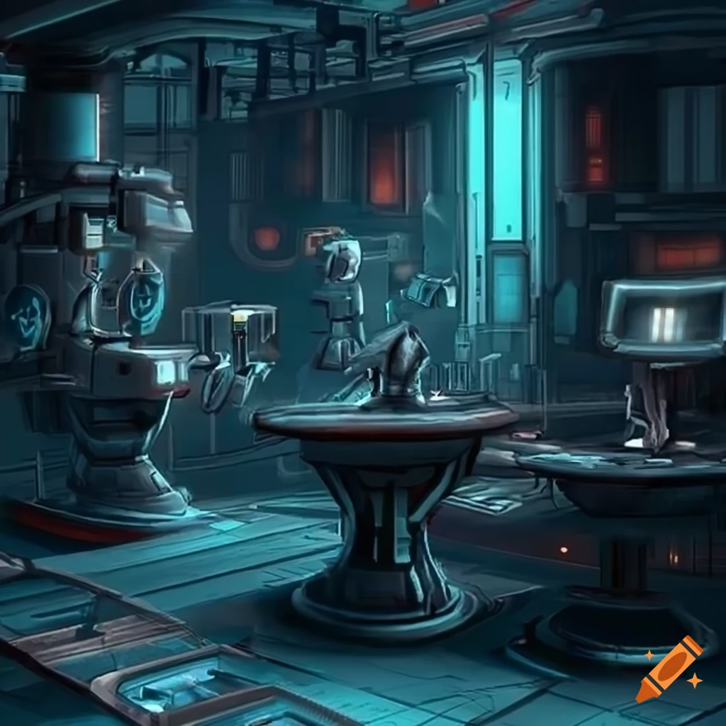 Sci-fi laboratory with cloning technology in digital art on Craiyon