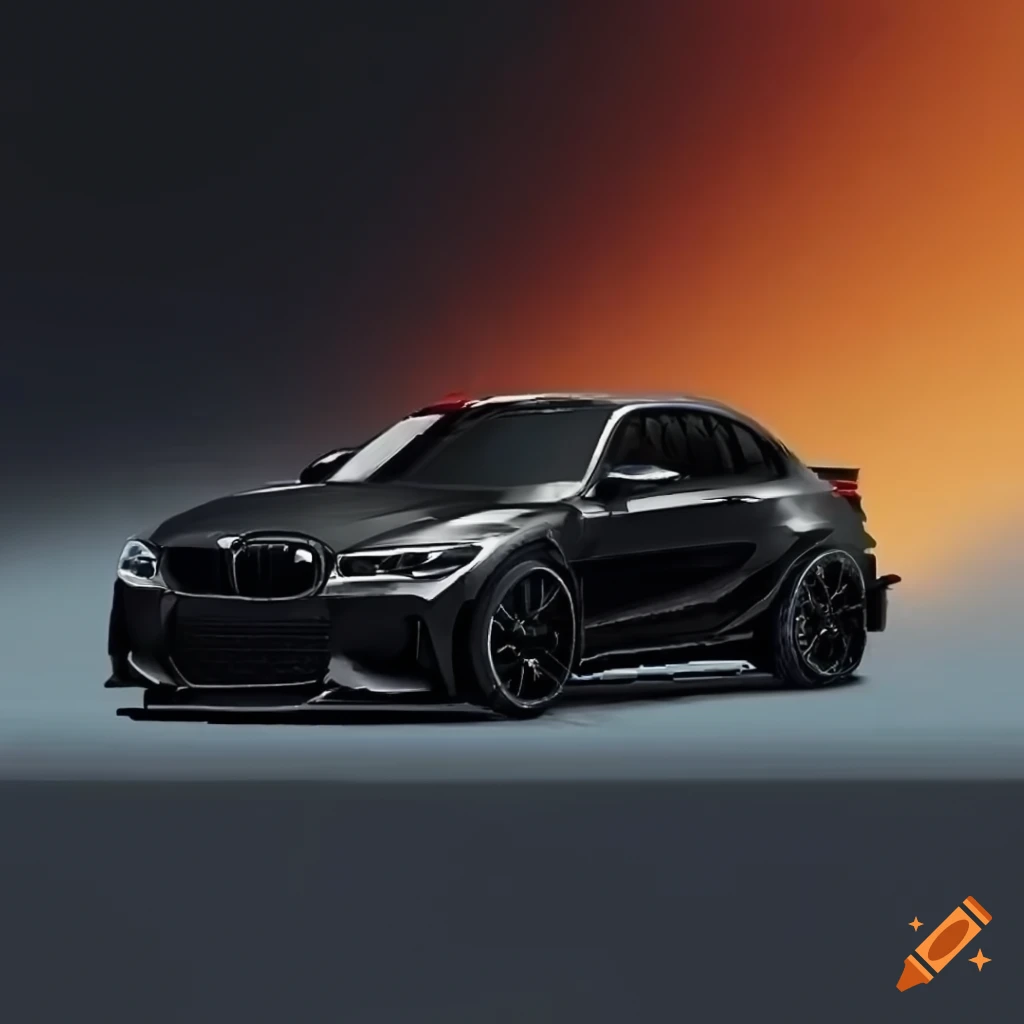Realistic pixel art black 2019 BMW M2 competition racing down the road ...