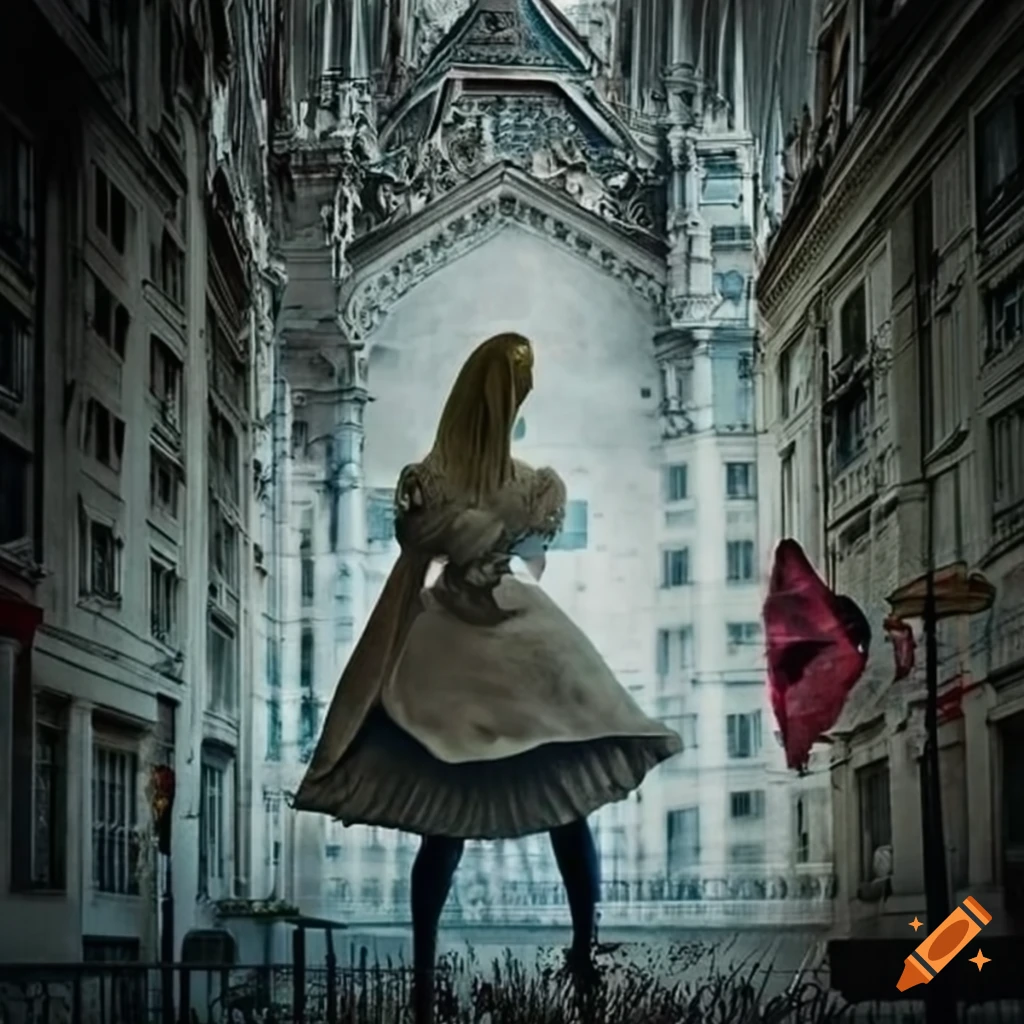 Alice in wonderland inspired artwork of modern-day paris on Craiyon