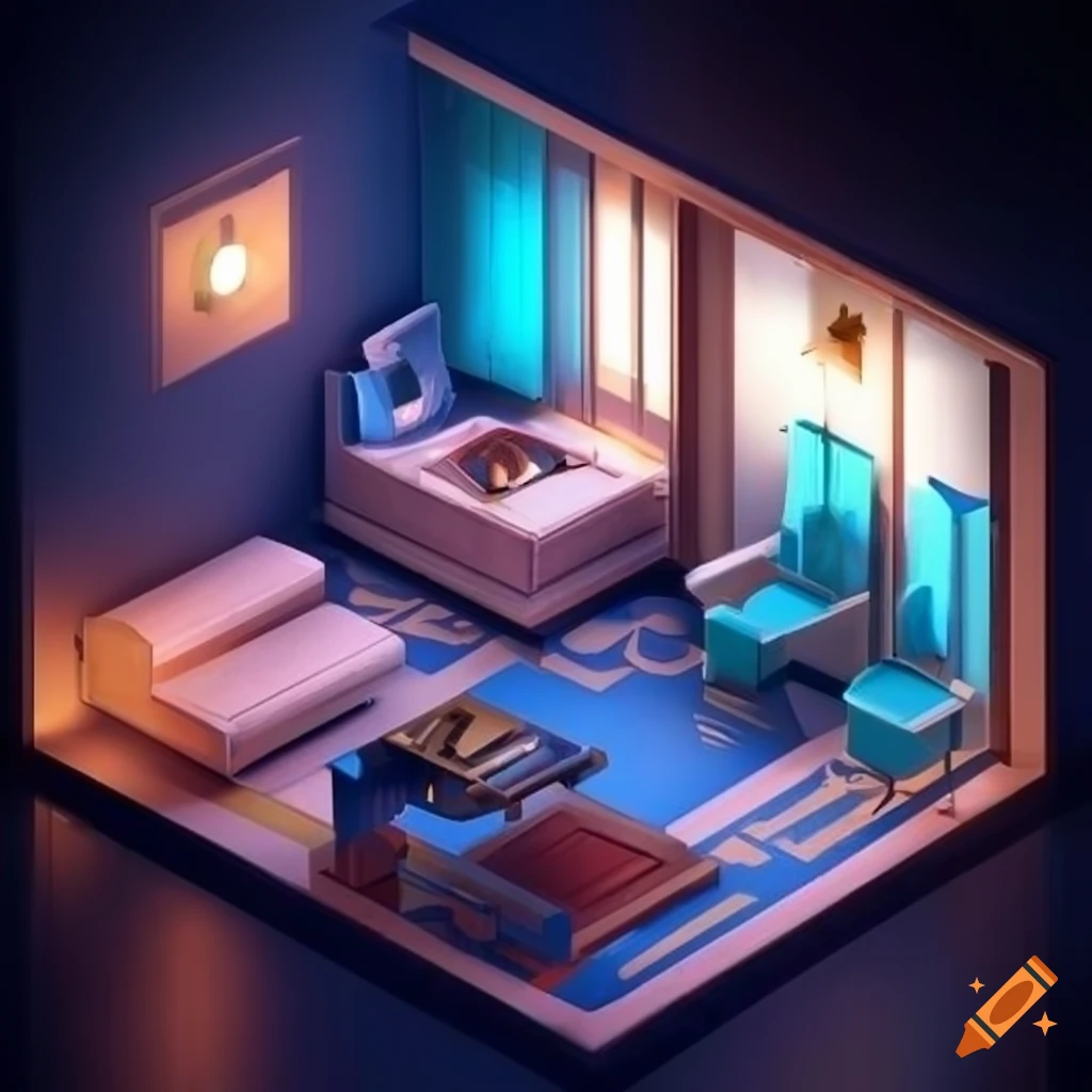 Isometric room on Craiyon