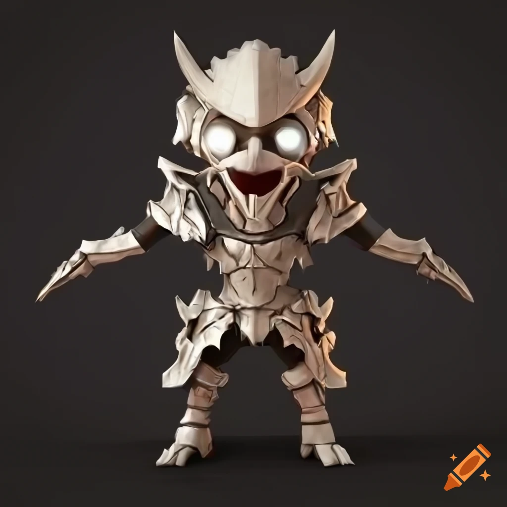 Armor design with bone-themed dragon killer weapons in chibi 3D model ...