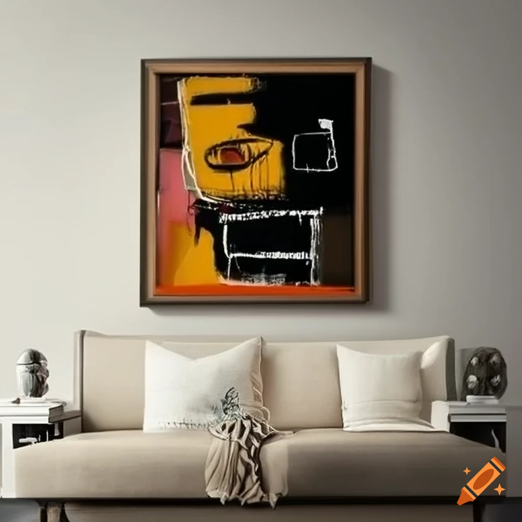 Abstract expressionism art in modern interior on Craiyon