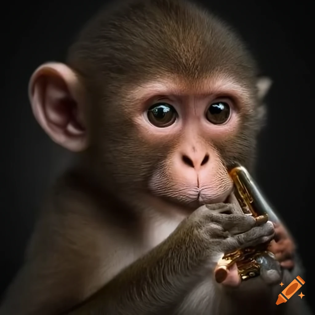 Cute monkey with a trumpet on Craiyon