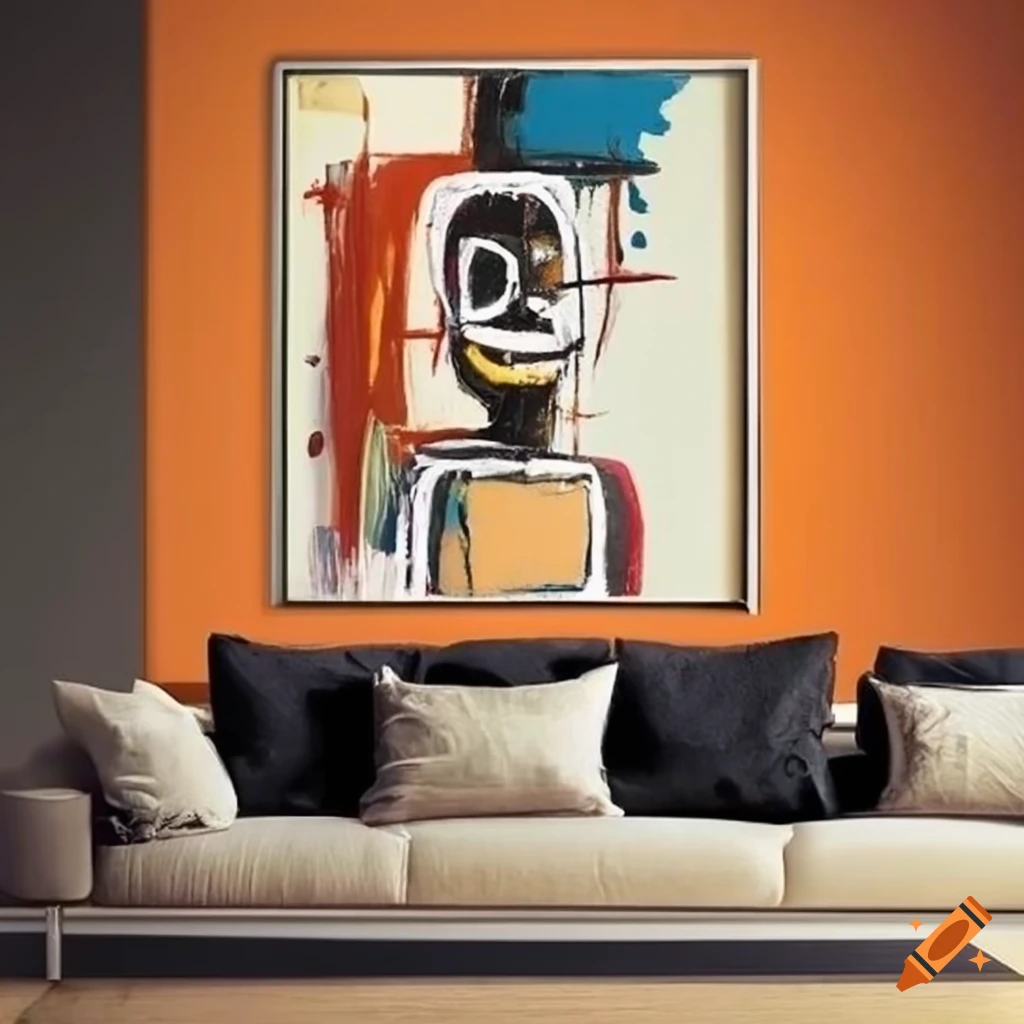 Abstract expressionism art in modern interior on Craiyon