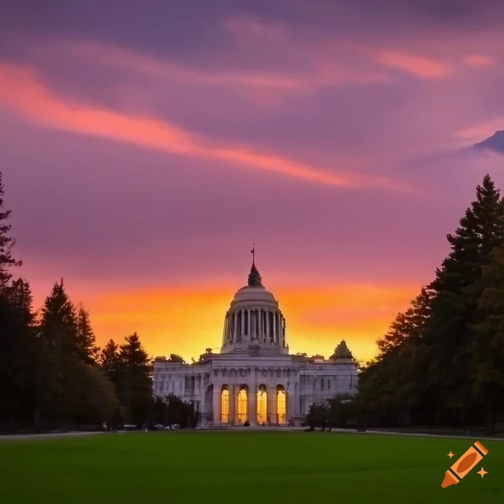 Washington state capitol at sunset in olympia, wa on Craiyon
