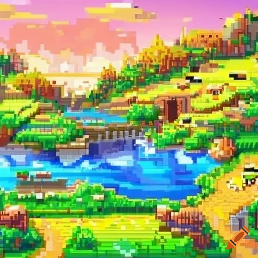 Pokemon pixel art hill, high quality on Craiyon