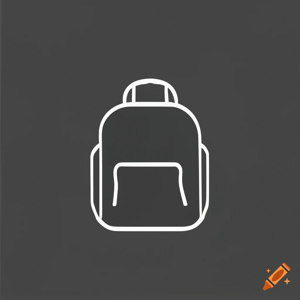Black and white vector icon of a backpack being packed on Craiyon