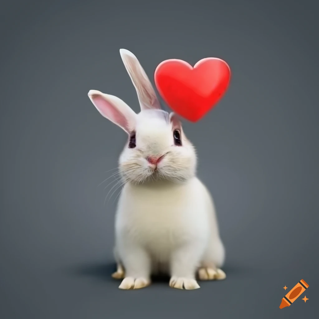 Cute rabbit holding red heart cutout on Craiyon