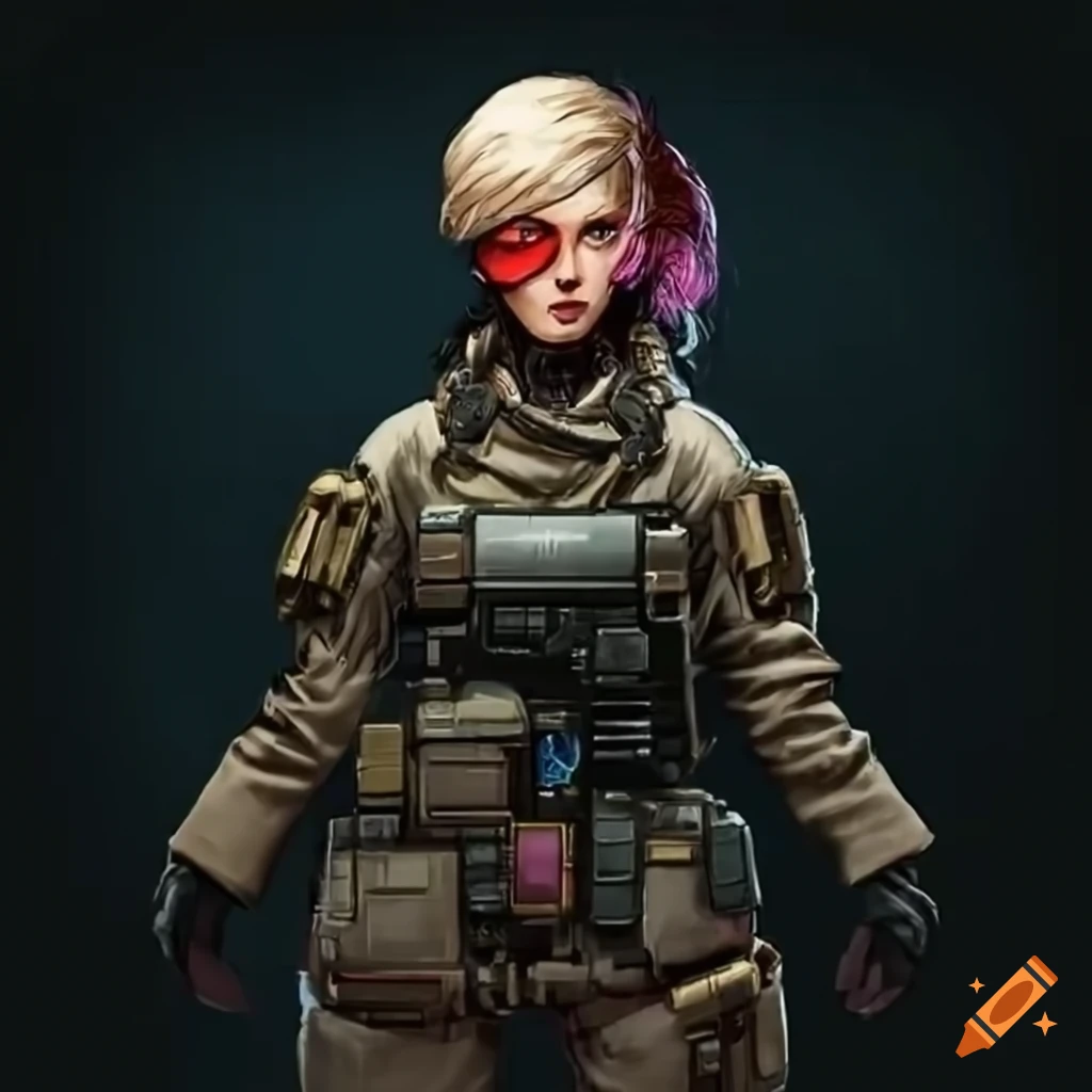 Female cyberpunk combat medic from the badlanders on Craiyon