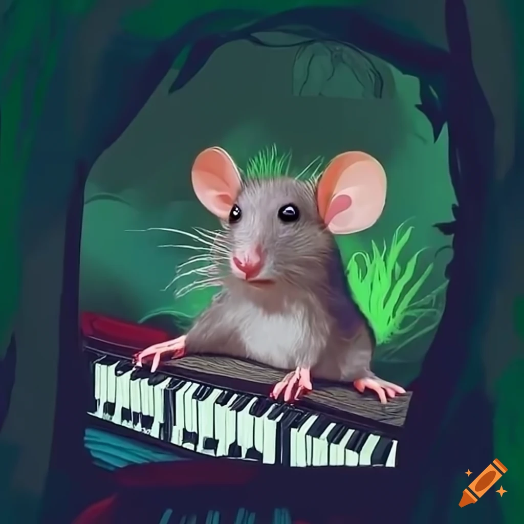 Rat playing a piano captivating woodland creatures on Craiyon