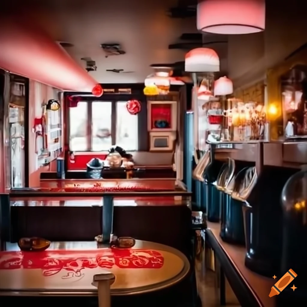 Liminal diner in a small town on Craiyon