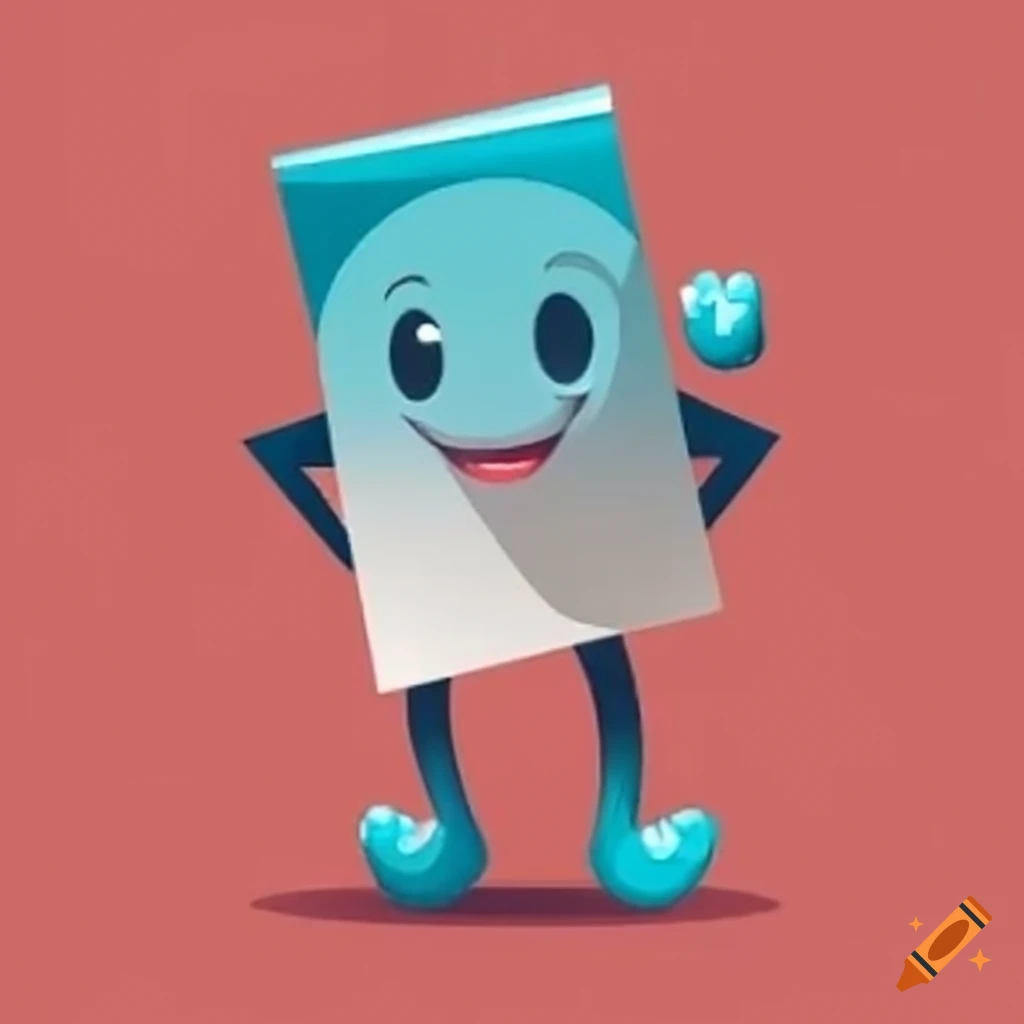 Happy humanoid paper mascot holding two papers on Craiyon