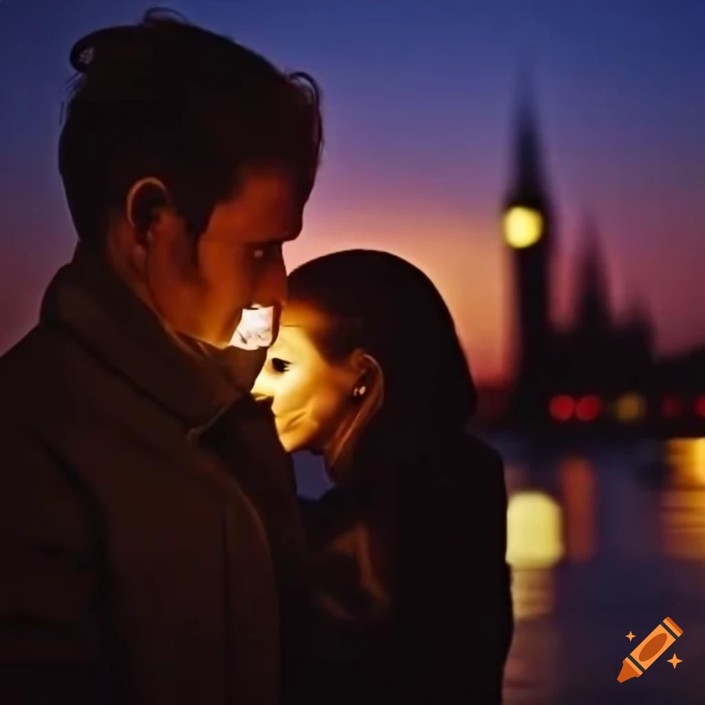 Couple enjoying london night lights on Craiyon