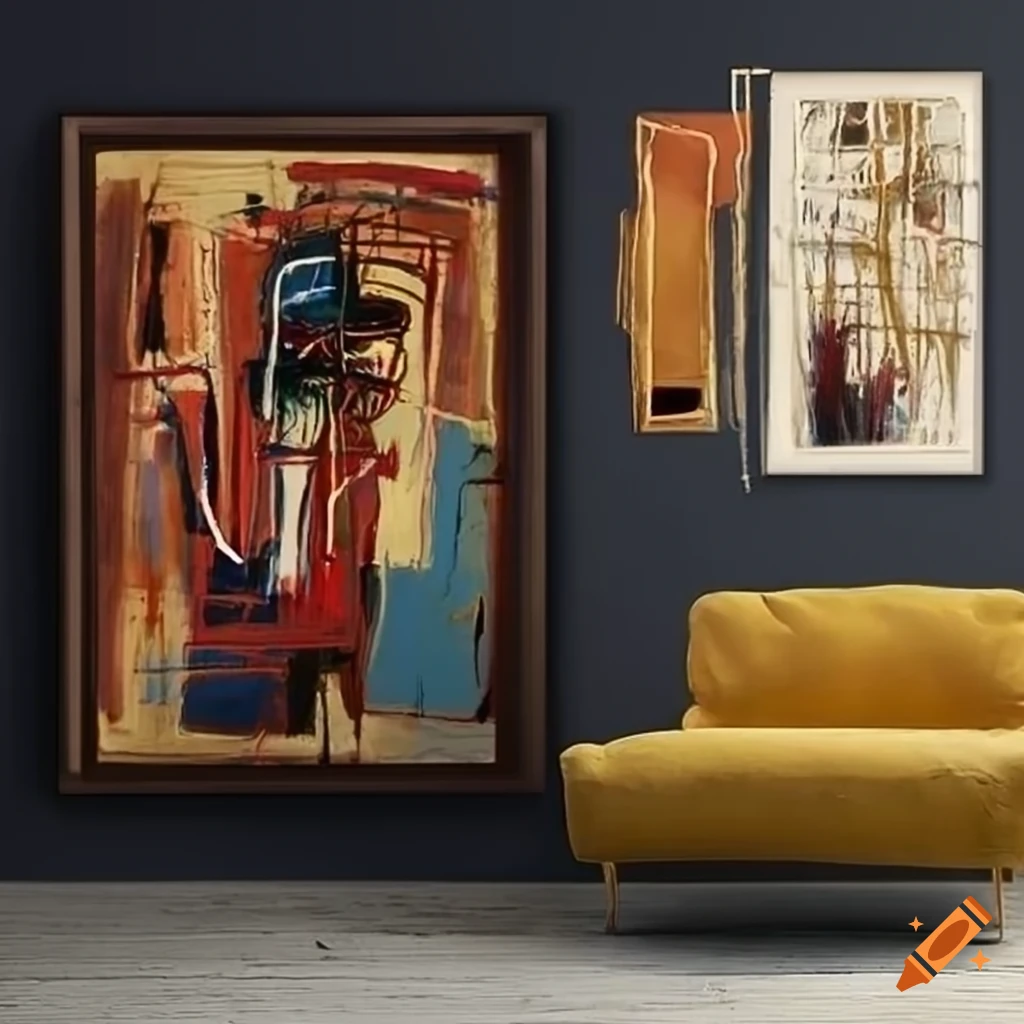 Abstract expressionism art in modern interior setting by basquiat on ...