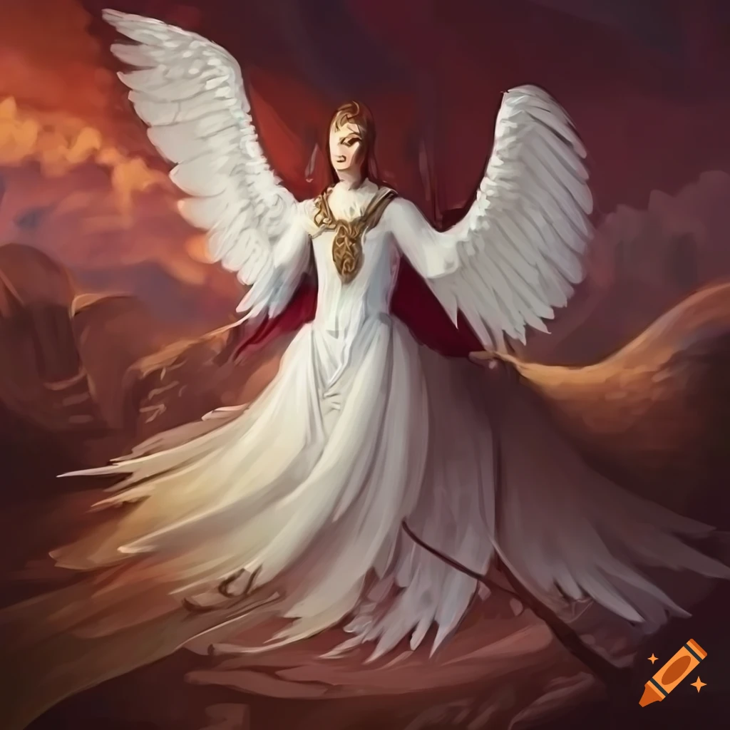 Angel transforming into a bird in Magic the Gathering art style on Craiyon