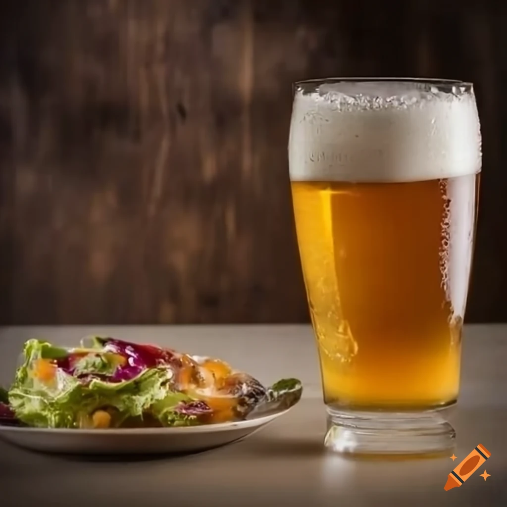 Chilled bex beer with a side of salad on Craiyon