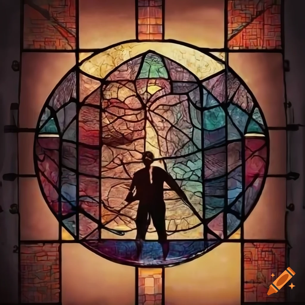 Stained glass style cinema poster for western thriller on Craiyon