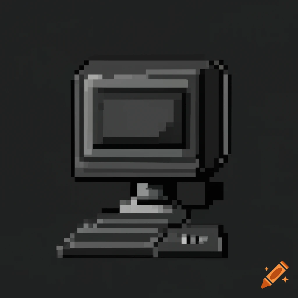 Black and white computer pixel art on Craiyon