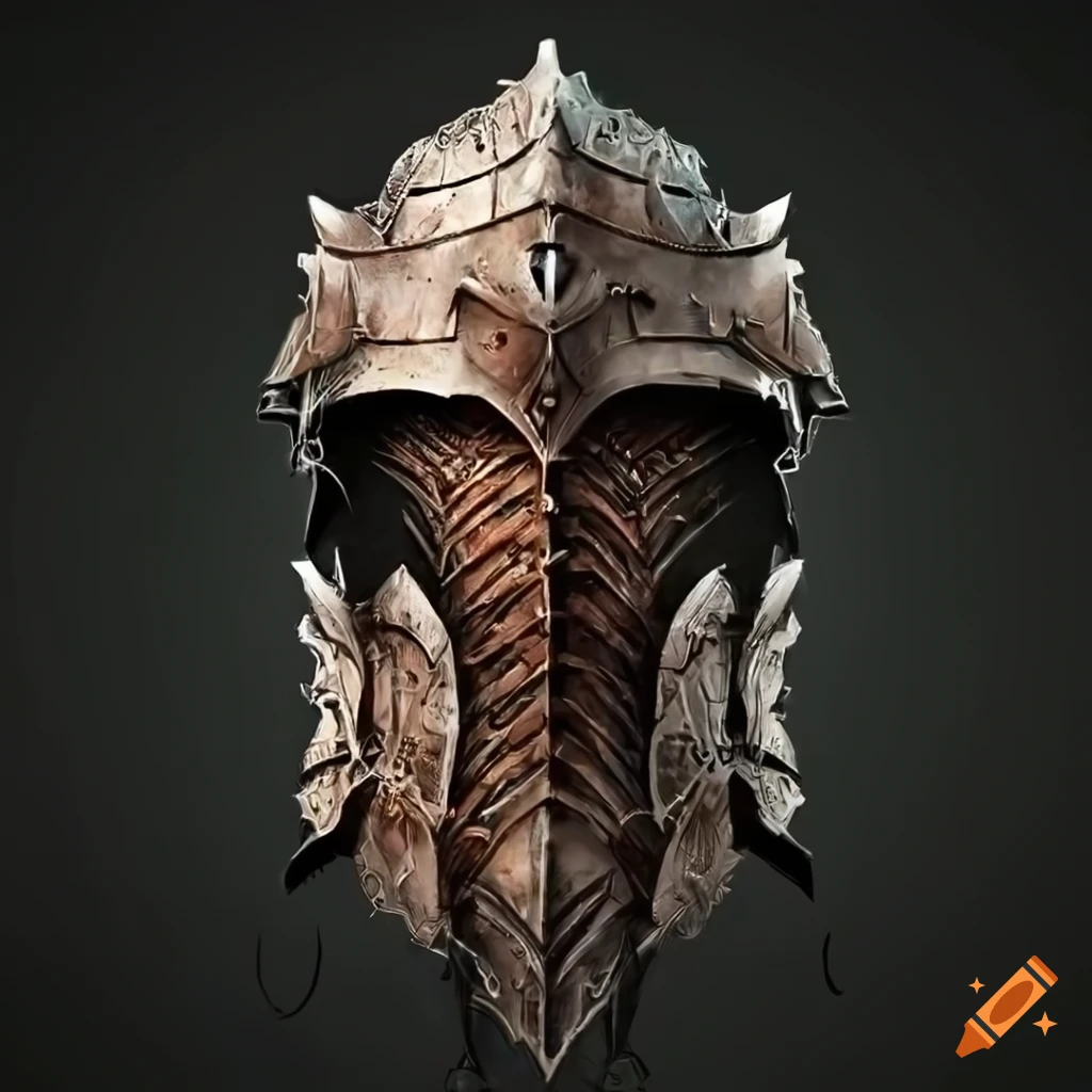 Intricate and detailed fantasy metal armor design from multiple angles ...