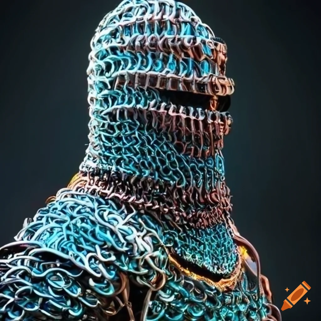 Colorful chainmail armor made of translucent gemstones on Craiyon