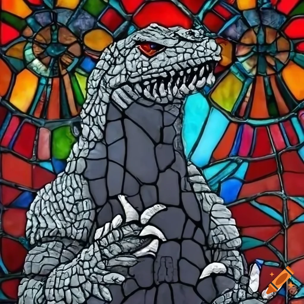 Saint godzilla stained glass on Craiyon