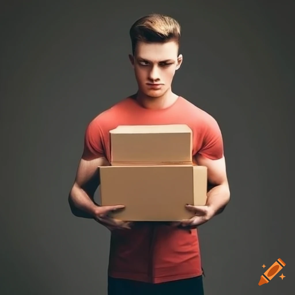 Men holding box on Craiyon