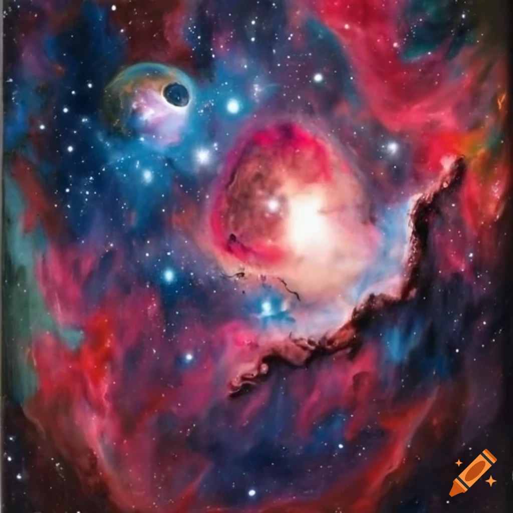 Deep space oil painting of the Orion Nebula on Craiyon