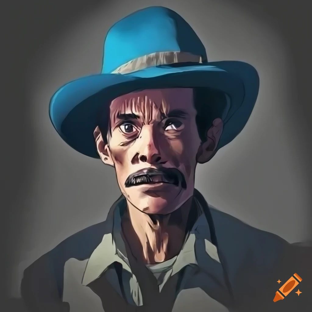 Melancholic shadow portrait of a handsome young hero in western don ...