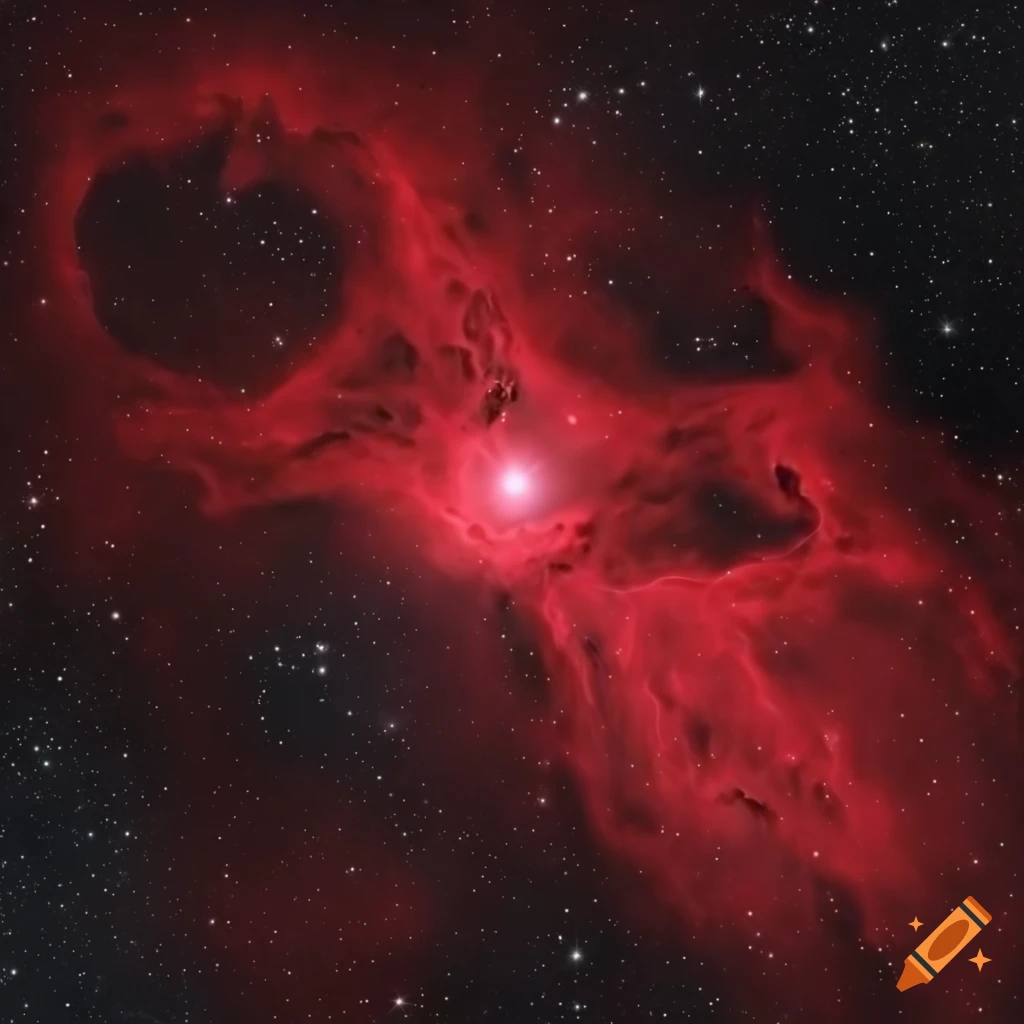 Realistic red nebula in space on Craiyon