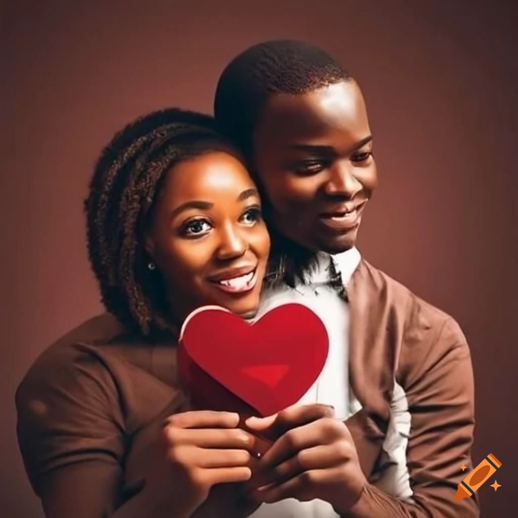 Young african couple celebrating love on valentine's day on Craiyon