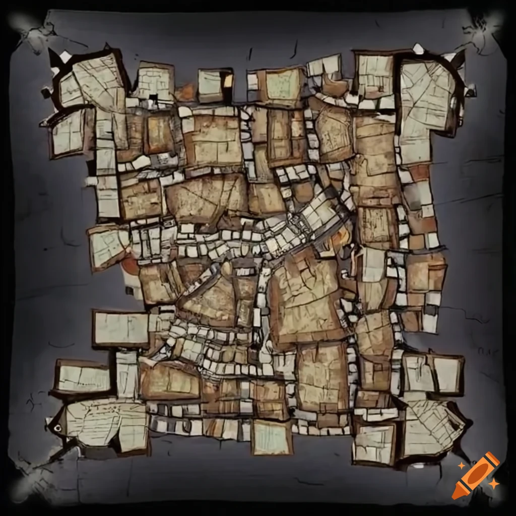 Medieval town street plan with grid pattern layout on Craiyon