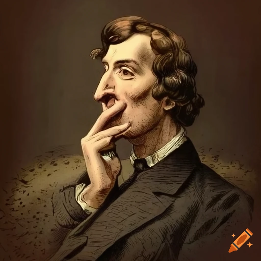 Vintage illustration of Sherlock Holmes with a giant nose on Craiyon