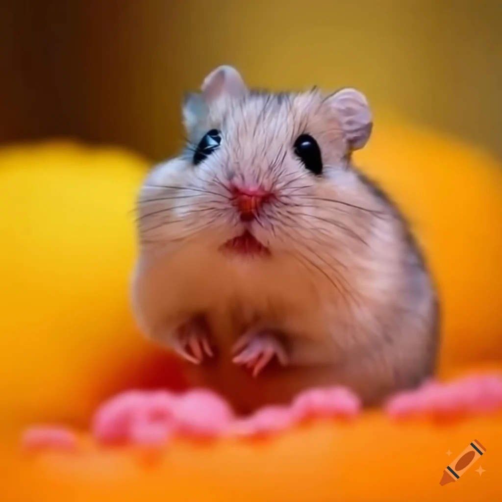 Fluffy hamster named "Bilburt" celebrating birthday with friends on Craiyon