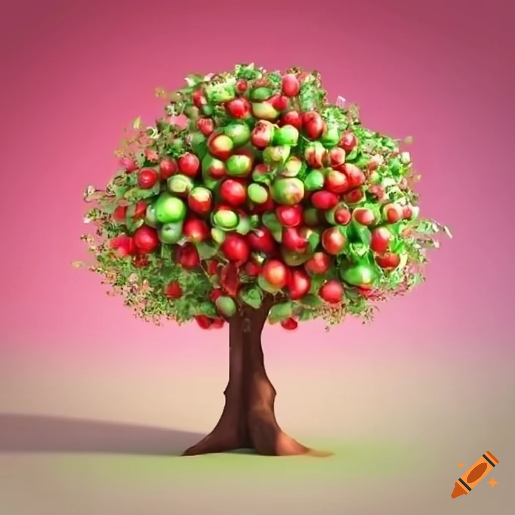 3d tree with apples on Craiyon